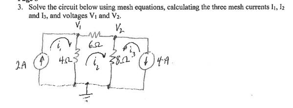 Solved 3. Solve the circuit below using mesh equations, | Chegg.com