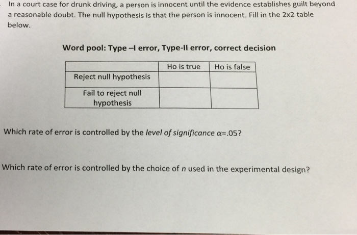 Solved In a court case for drunk driving, a person is | Chegg.com