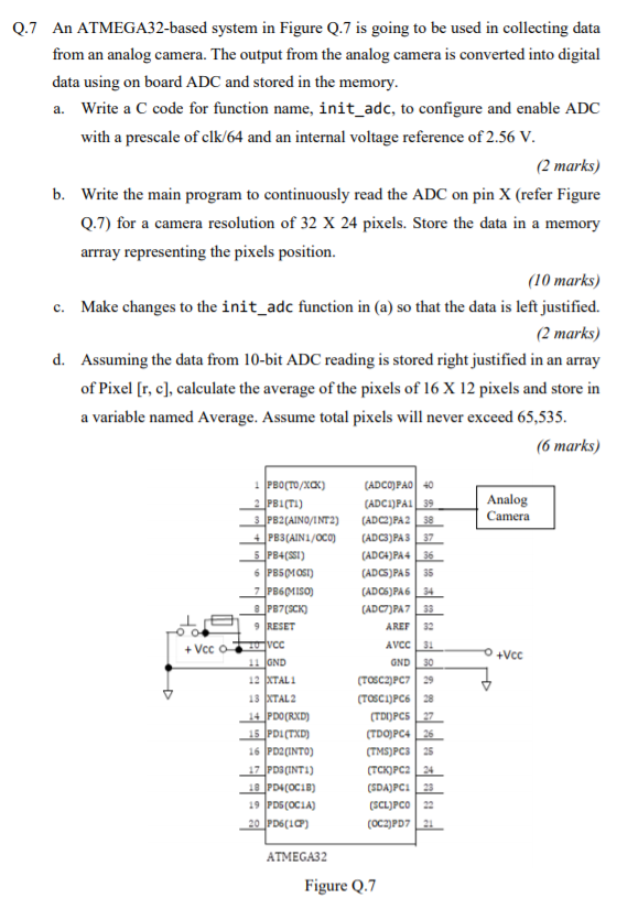 Solved Q.7 An ATMEGA32-based system in Figure Q.7 is going | Chegg.com