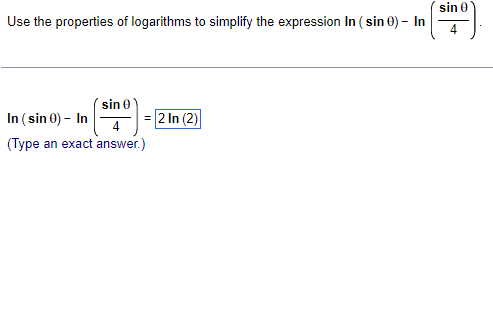 Solved Use the properties of logarithms to simplify the | Chegg.com