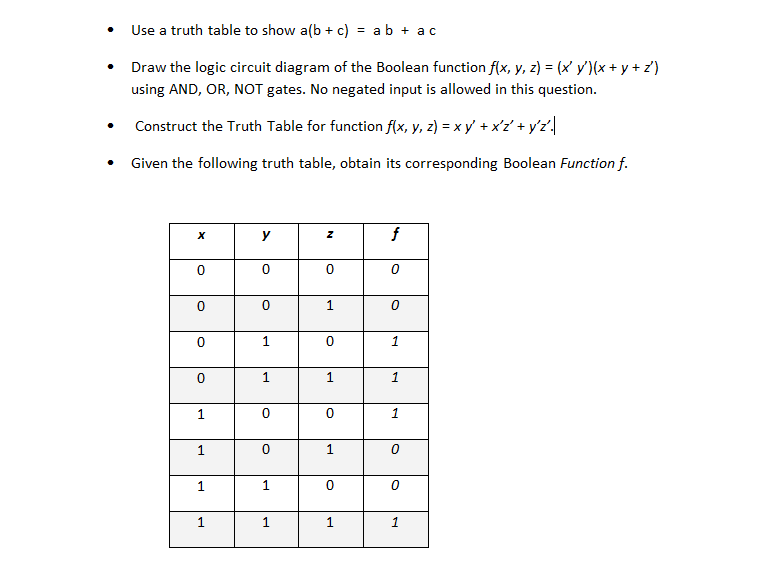 Solved Use a truth table to show alb + c) = a b + ac Draw | Chegg.com