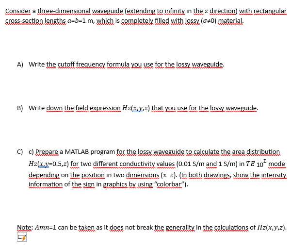 Solved Consider a three-dimensional waveguide (extending to | Chegg.com