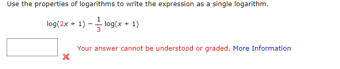 Solved Use the properties of logarithms to write the | Chegg.com