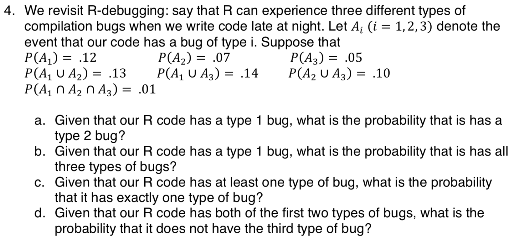 Solved 4. We revisit R-debugging: say that R can experience | Chegg.com