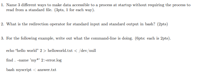 Solved 1. Name 3 different ways to make data accessible to a | Chegg.com
