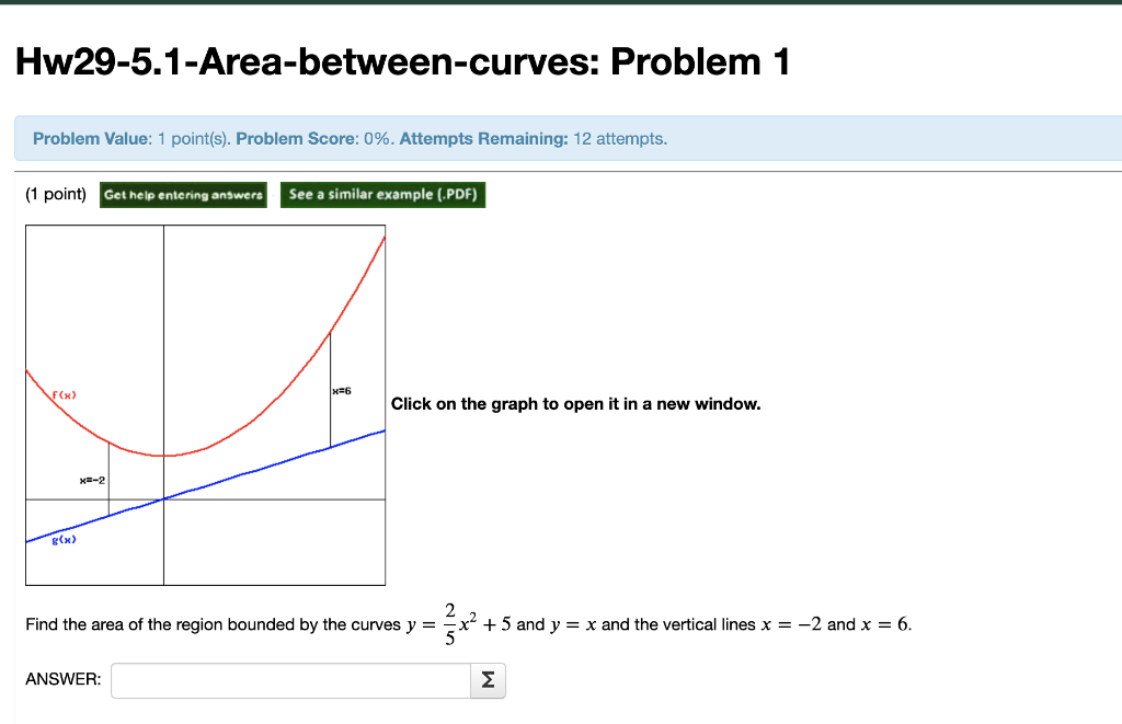 Solved Hw29-5.1-Area-between-curves: Problem 1 Problem | Chegg.com