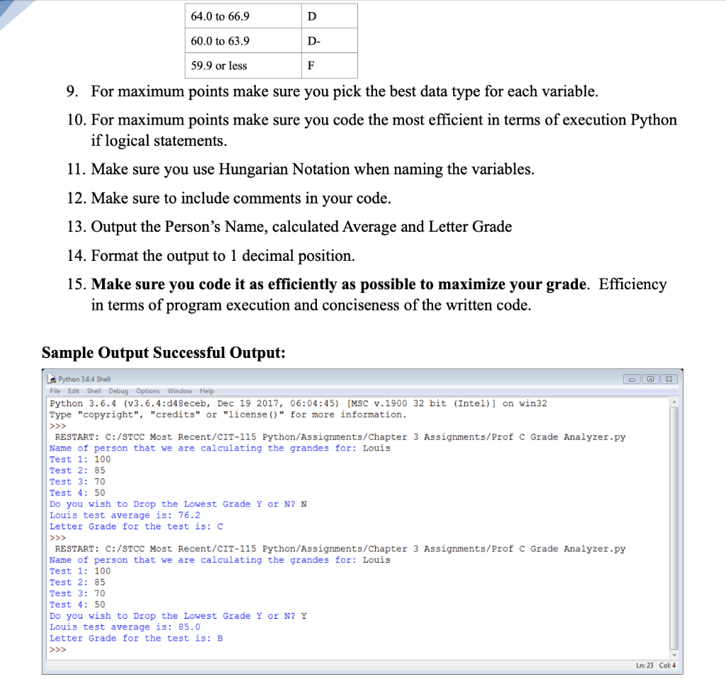 Solved 64.0 to 66.9 D 60.0 to 63.9 D- 59.9 or less F 9. | Chegg.com