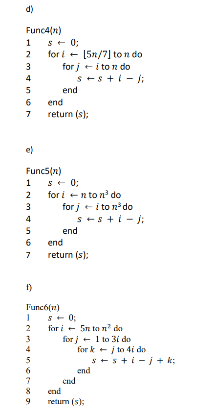DO problems d, e, and f pleaseDetermine the running | Chegg.com