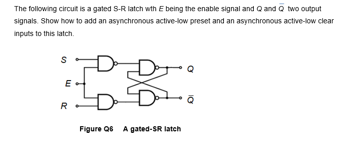 Solved The following circuit is a gated S-R latch wth E | Chegg.com