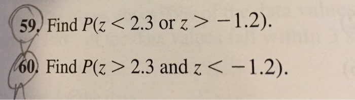 Solved Find P (z -1.2). Find P (z > 2.3 and z