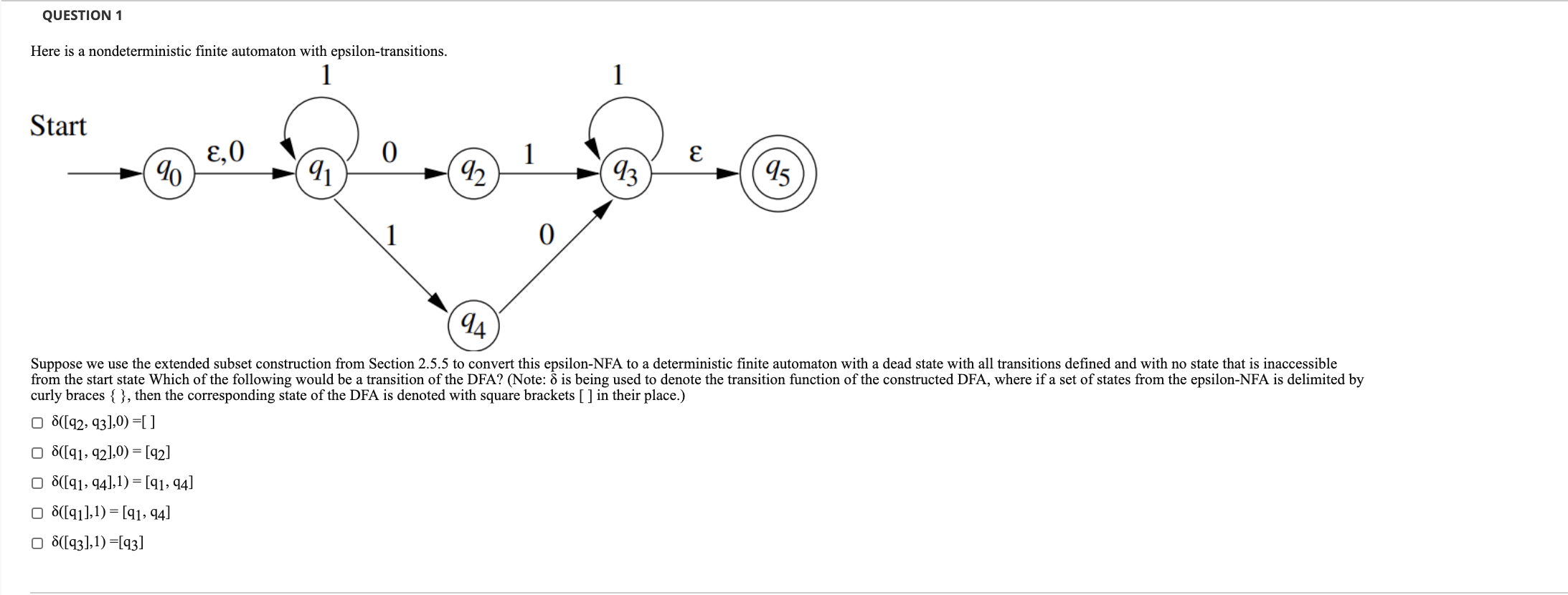 Solved QUESTION 1 Here is a nondeterministic finite | Chegg.com