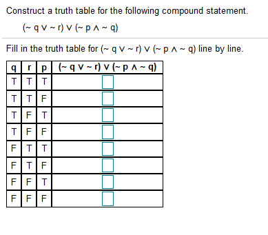 Solved Construct a truth table for the following compound | Chegg.com