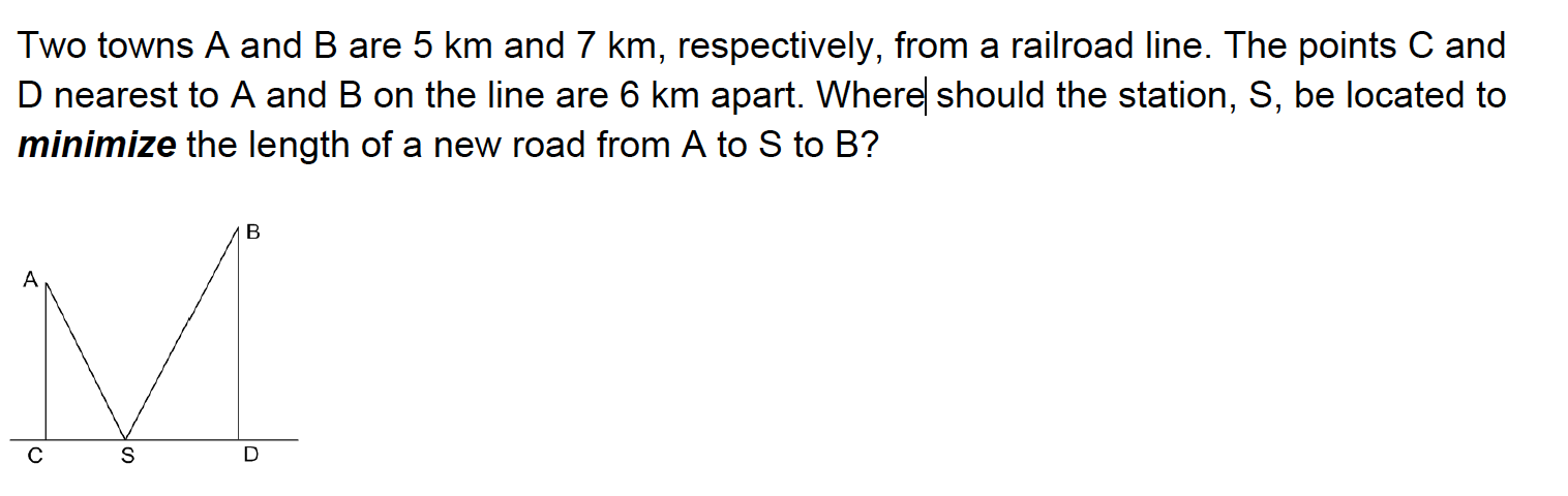Solved Two towns A and B are 5 km and 7 km, respectively, | Chegg.com