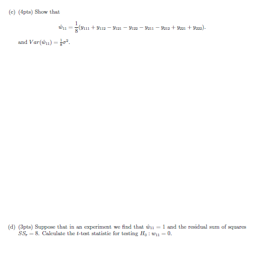 Question 4. (14pts) Consider the two-way layout | Chegg.com