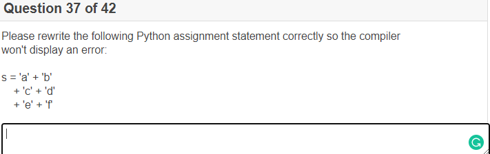 Solved Question 37 of 42 Please rewrite the following Python | Chegg.com