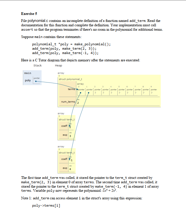 Solved C-Programming: Add a term to a polynomial. * * This | Chegg.com
