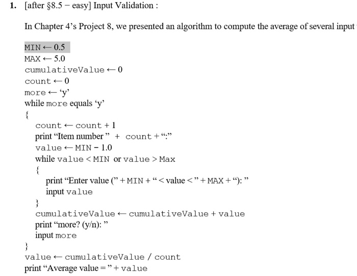 Solved 1. [after §8.5-easy] Input Validation : In Chapter | Chegg.com