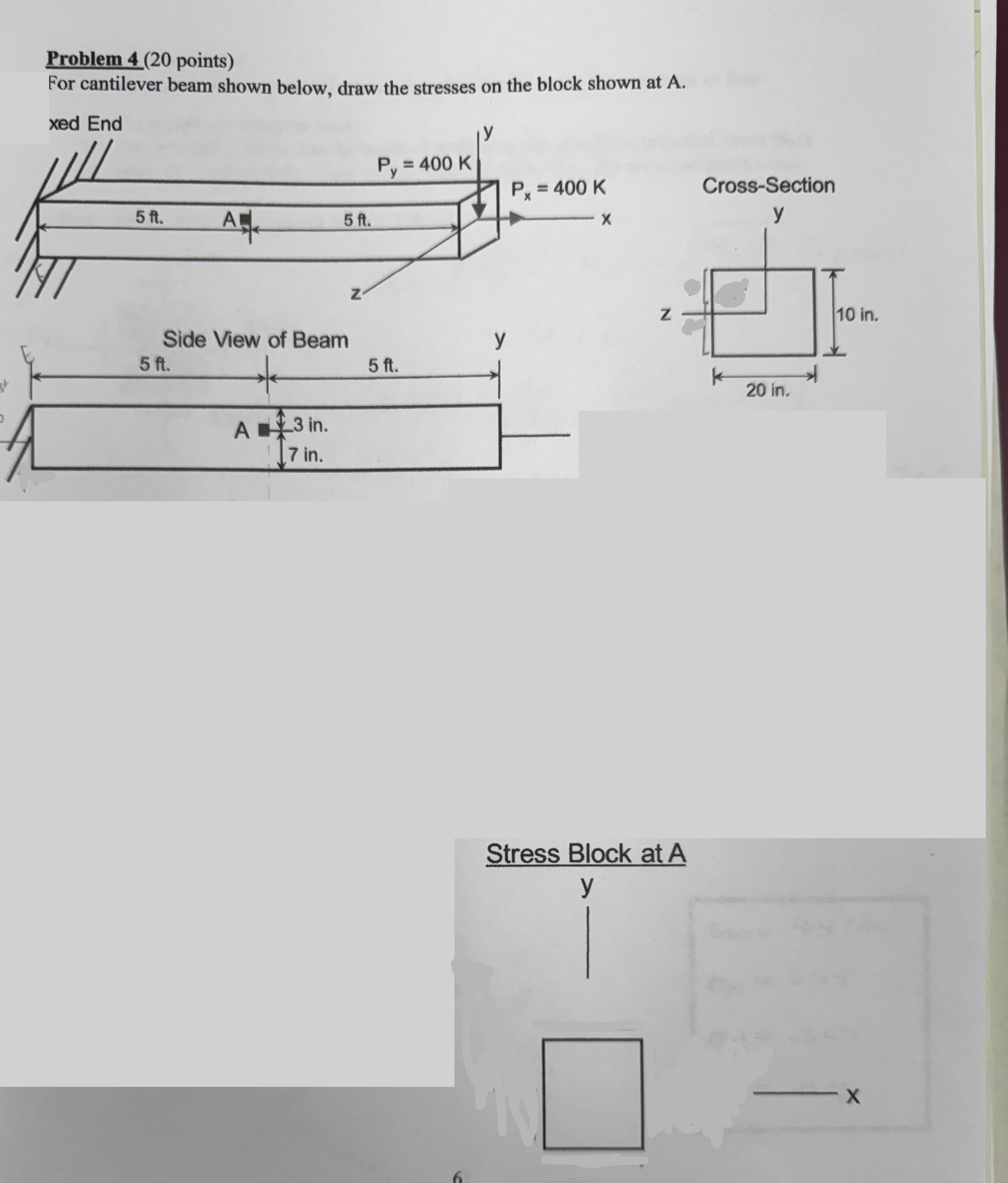 Solved For the cantilever beam shown below, draw the | Chegg.com
