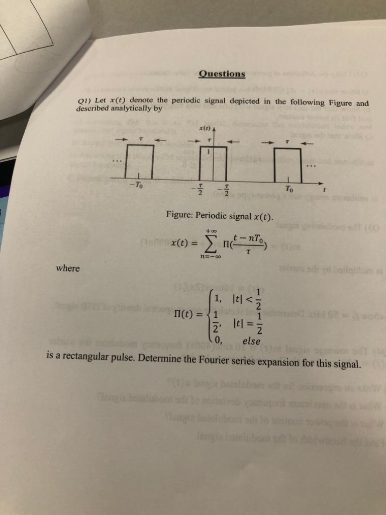Solved Questions Ol) Let x(t) denote the periodic signal | Chegg.com