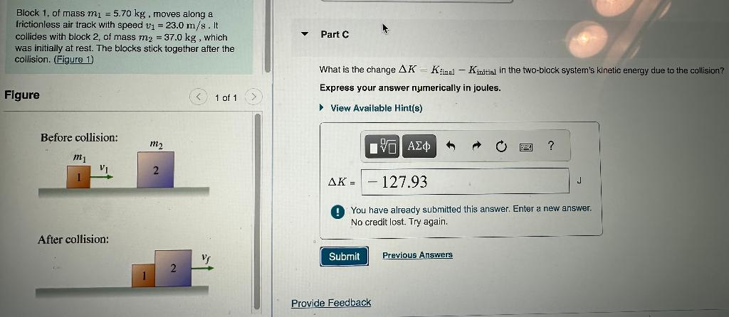 Solved Block 1 , of mass m1=5.70 kg, moves along a | Chegg.com
