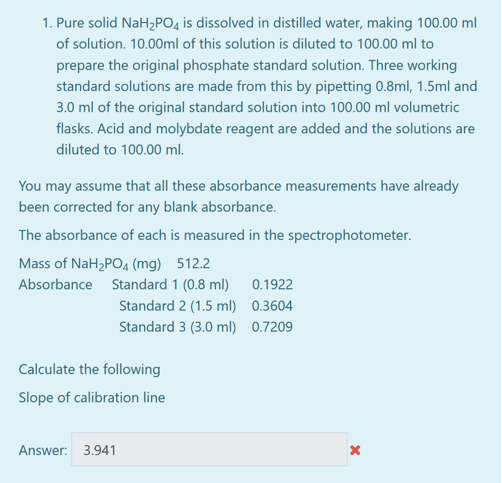 Solved 1. Pure solid NaH2PO4 is dissolved in distilled | Chegg.com