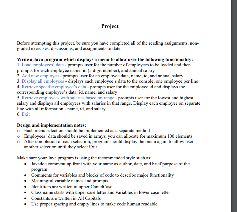 Solved Project Before attempting this project, be sure you | Chegg.com