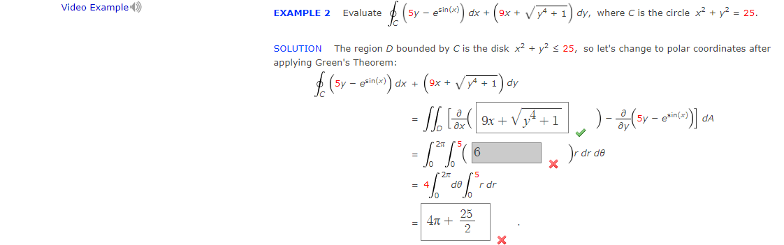Solved Video Example) EXAMPLE 2 Evaluate $ (5y – esincs) dx | Chegg.com