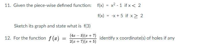 Solved 11. Given the piece-wise defined function: f(x) x2 - | Chegg.com