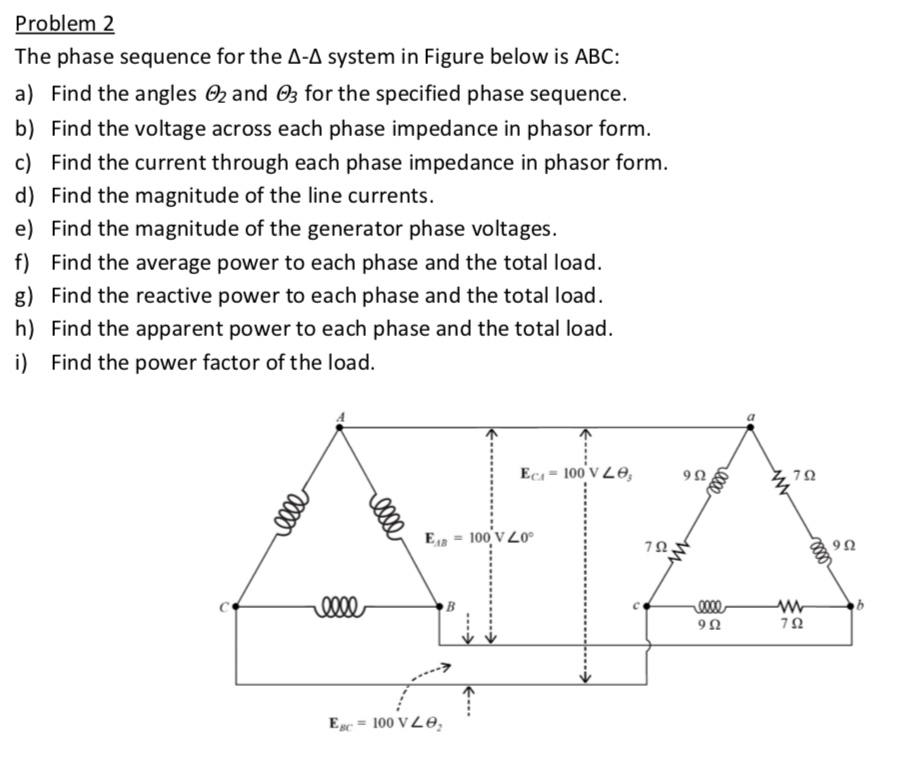 Solved Problem 2 The phase sequence for the A-A system in | Chegg.com