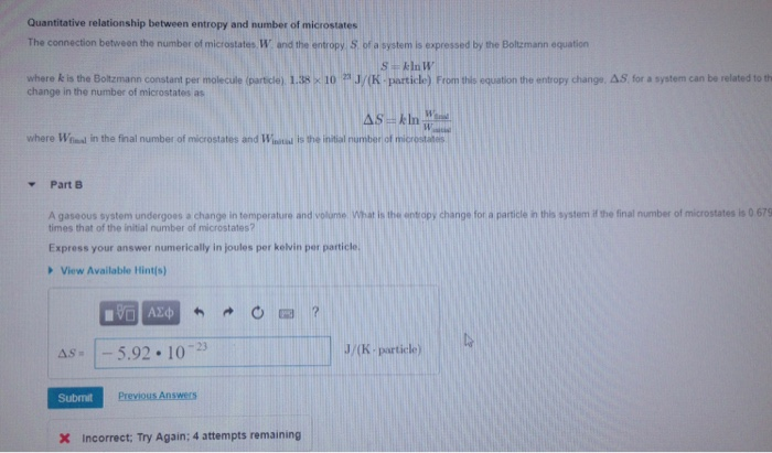 Solved Quantitative relationship between entropy and number | Chegg.com