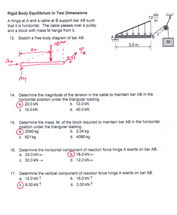 Solved Rigid Body Equilibrium in Two Dimensions A hinge at A | Chegg.com