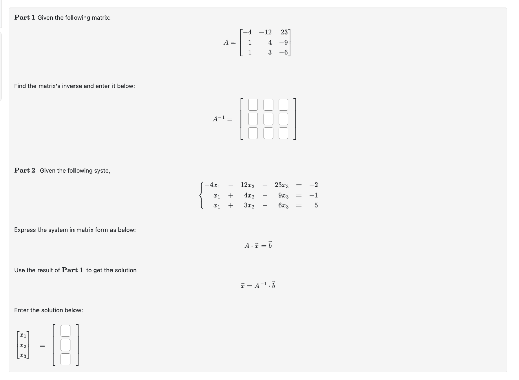 Solved Part 1 Given the following matrix: | Chegg.com