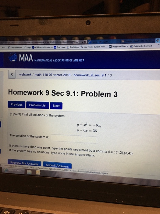 Solved MAA MATHEMATICAL ASSOCIATION OF AMERICA | webwork / | Chegg.com