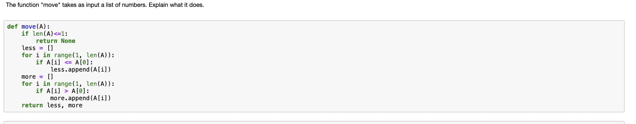 Solved The function "move" takes as input a list of numbers. | Chegg.com