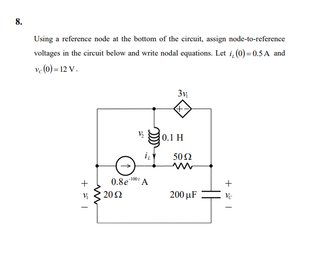 Solved Using a reference node at the bottom of the circuit, | Chegg.com
