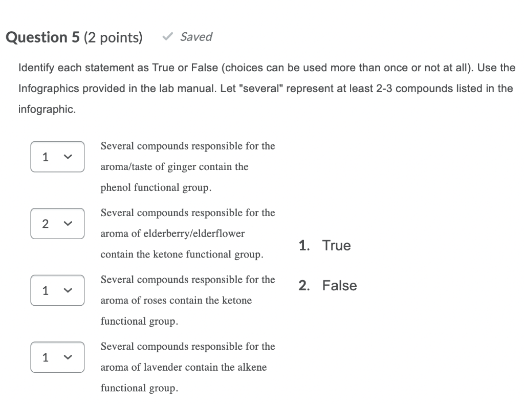 Solved Question 5 (2 points) Saved Identify each statement | Chegg.com