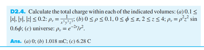 Solved D2.4. Calculate the total charge within each of the | Chegg.com