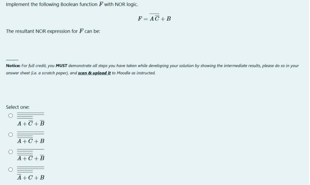 Solved Implement the following Boolean function F with | Chegg.com