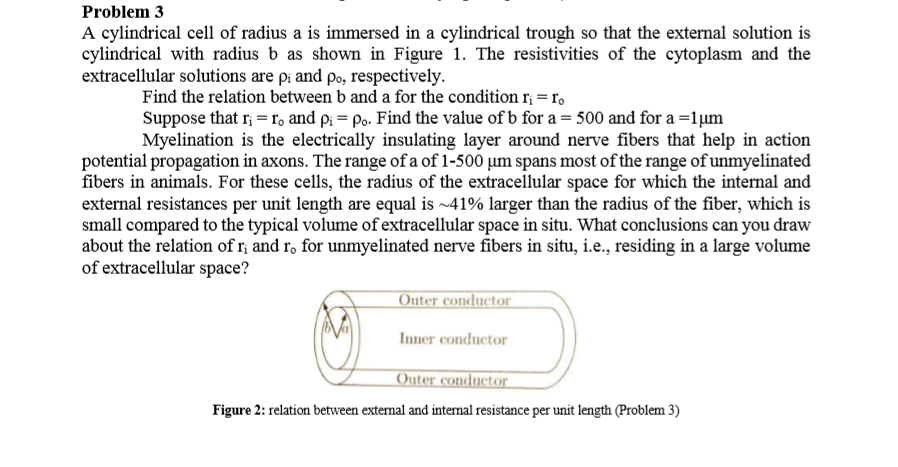 Solved Problem 3 A cylindrical cell of radius a is immersed | Chegg.com