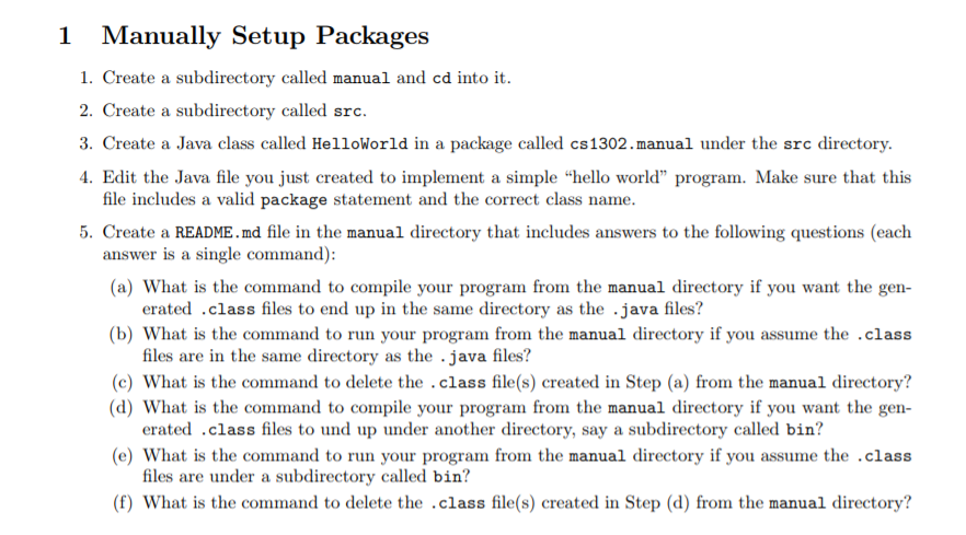 Solved 1 Manually Setup Packages 1. Create a subdirectory | Chegg.com Solved 1 Manually Setup Packages 1. Create a subdirectory | Chegg.com