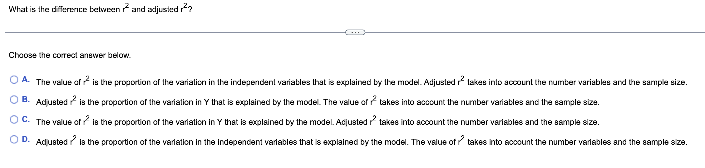 Solved What is the difference between r2 and adjusted r2 ? | Chegg.com