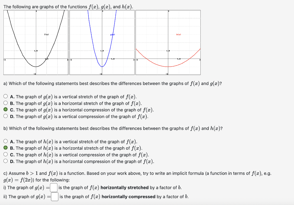 Solved The following are graphs of the functions f(x),g(x), | Chegg.com