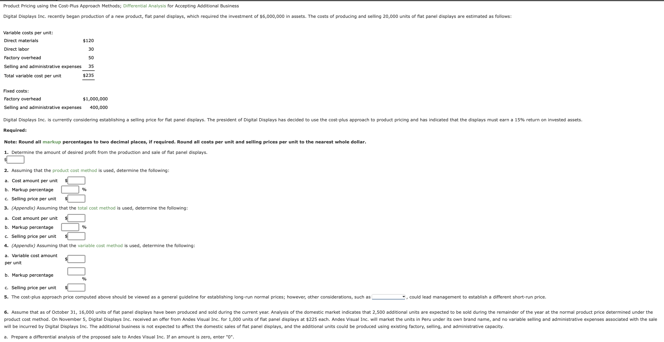 Solved The cost-plus approach price computed above should be | Chegg.com