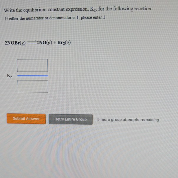 Solved Write The Equilibrium Constant Expression Kc For 9247