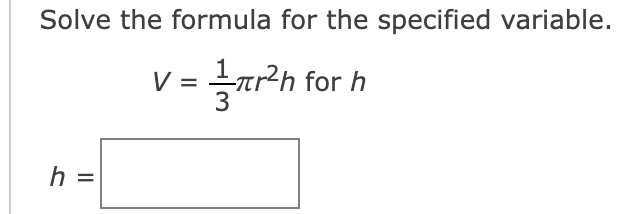 Solved Solve the formula for the specified variable. See | Chegg.com