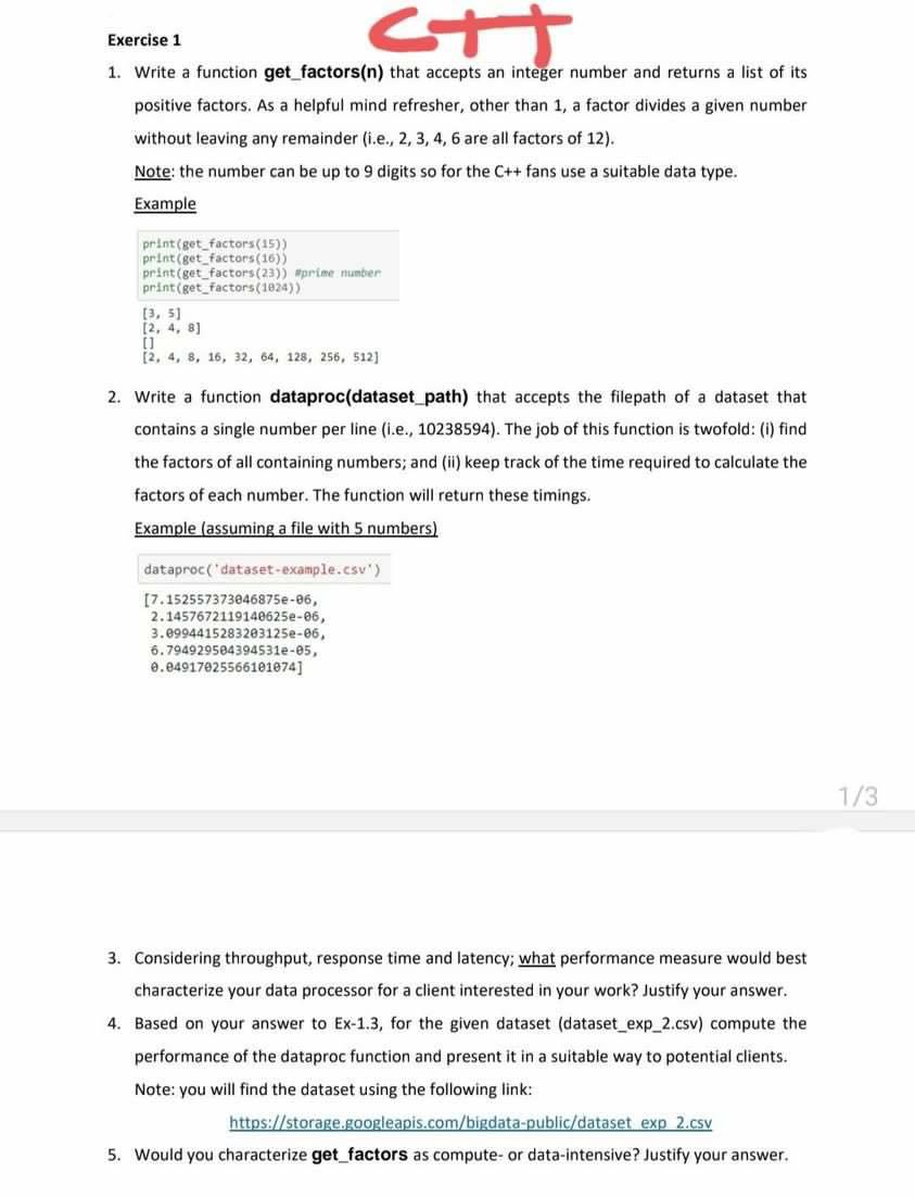 Solved 1. Write a function get_factors(n) that accepts an | Chegg.com
