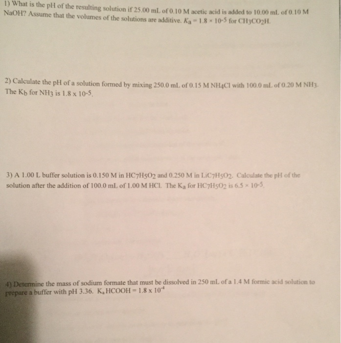 Solved What is the pH of the resulting solution if 25.00 ml | Chegg.com