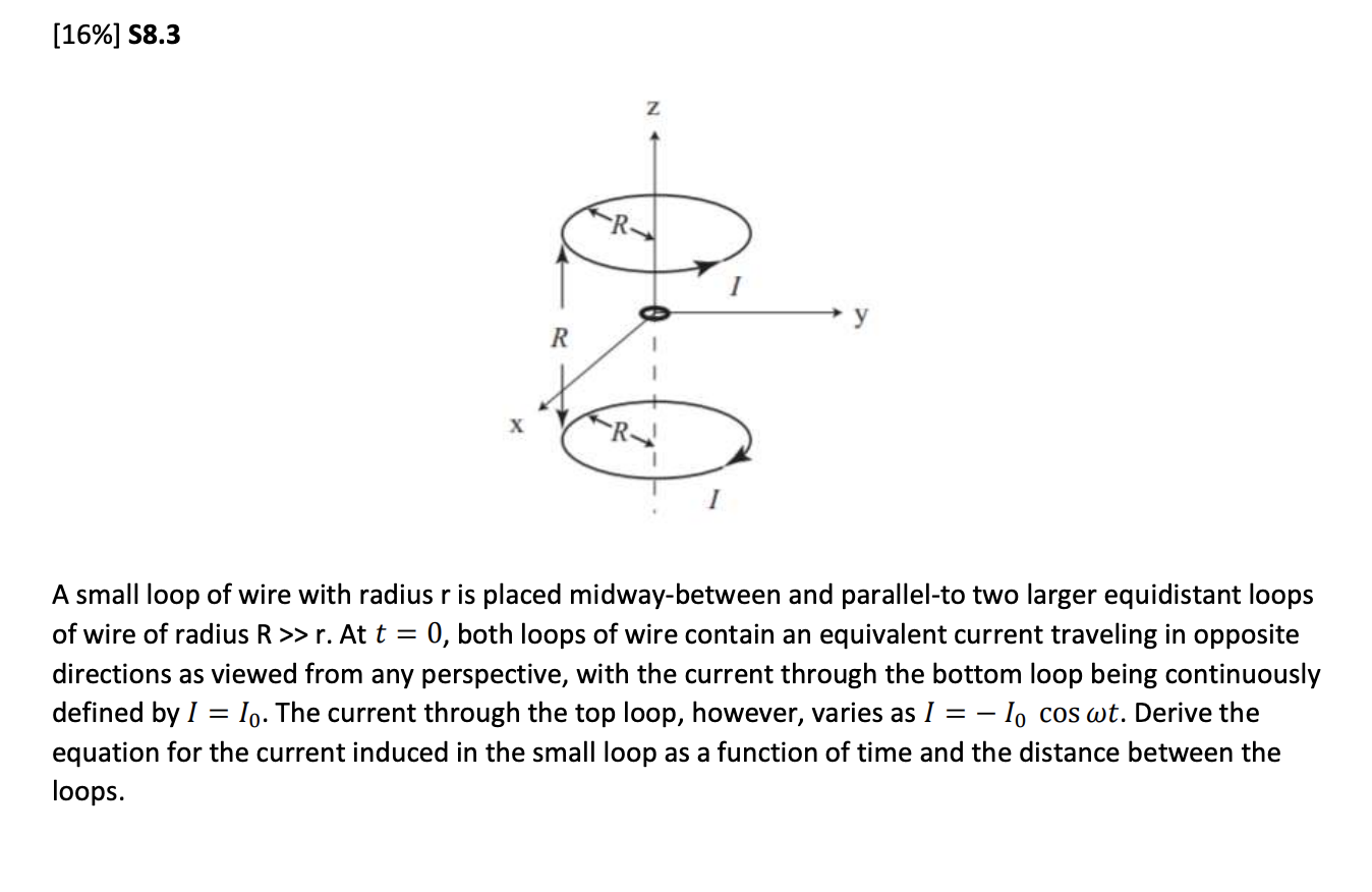 Solved (16%] 58.3 Z R- R A small loop of wire with radius r | Chegg.com