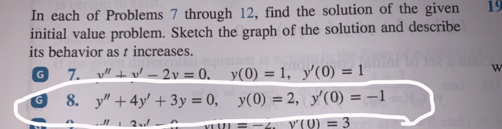 Solved 19 In each of Problems 7 through 12, find the | Chegg.com