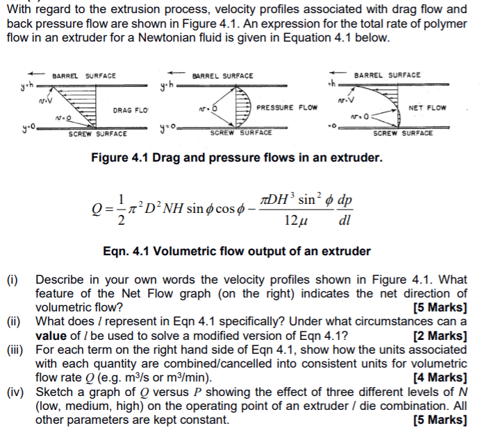 Solved With regard to the extrusion process, velocity | Chegg.com